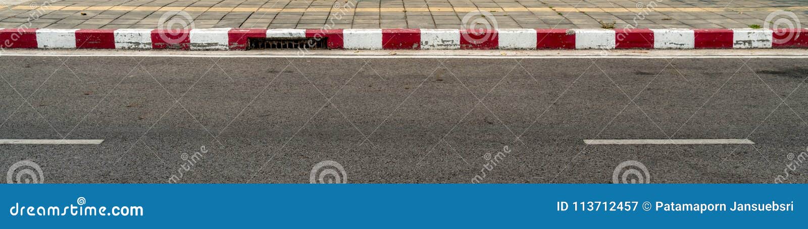 Road with Red and White Curb Stock Image - Image of grunge, abstract ...