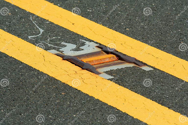Road reflector lane marker stock image. Image of hiway - 4819229