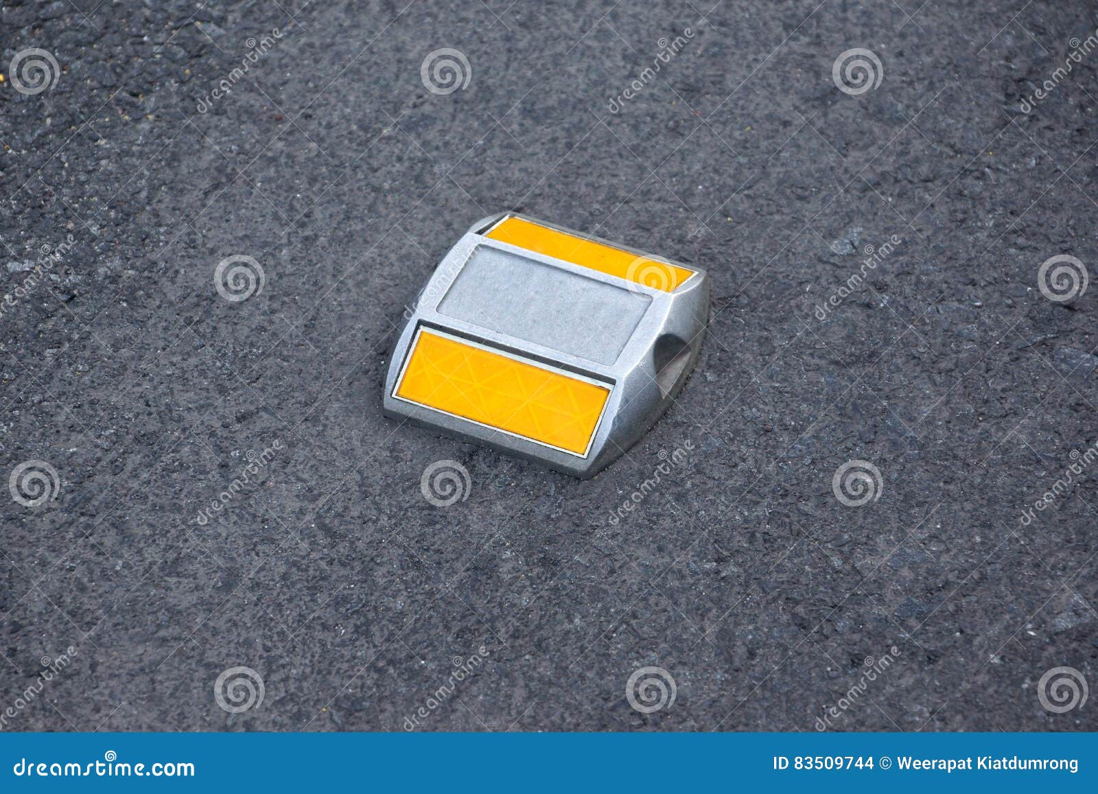 Road Reflector Objects Fixed On The Crash Barriers Made Of Concrete And ...