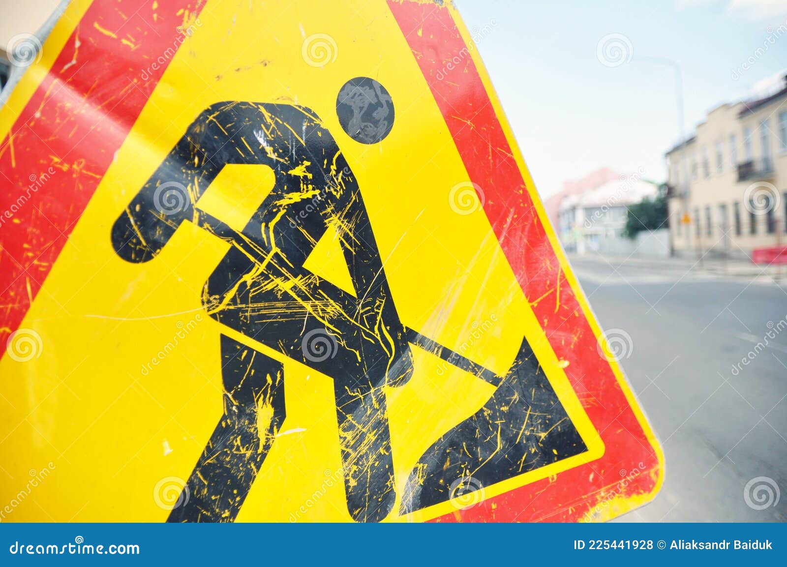 Road Renovation Work Sign Set in the City Stock Photo - Image of ...
