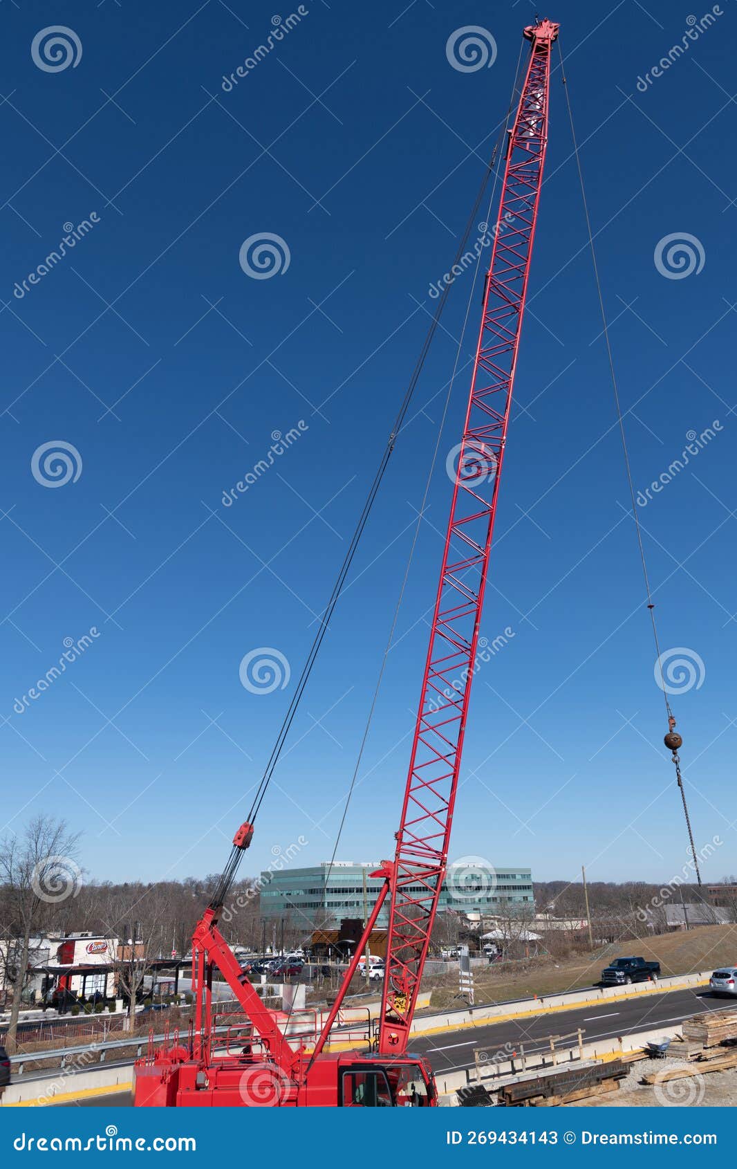 Road Repair with High Crane Stock Image - Image of business, renovation ...