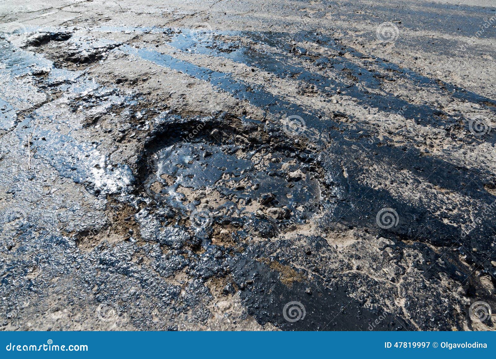 Road Repair. Hole in Asphalt and Bitumen Stock Image - Image of ...