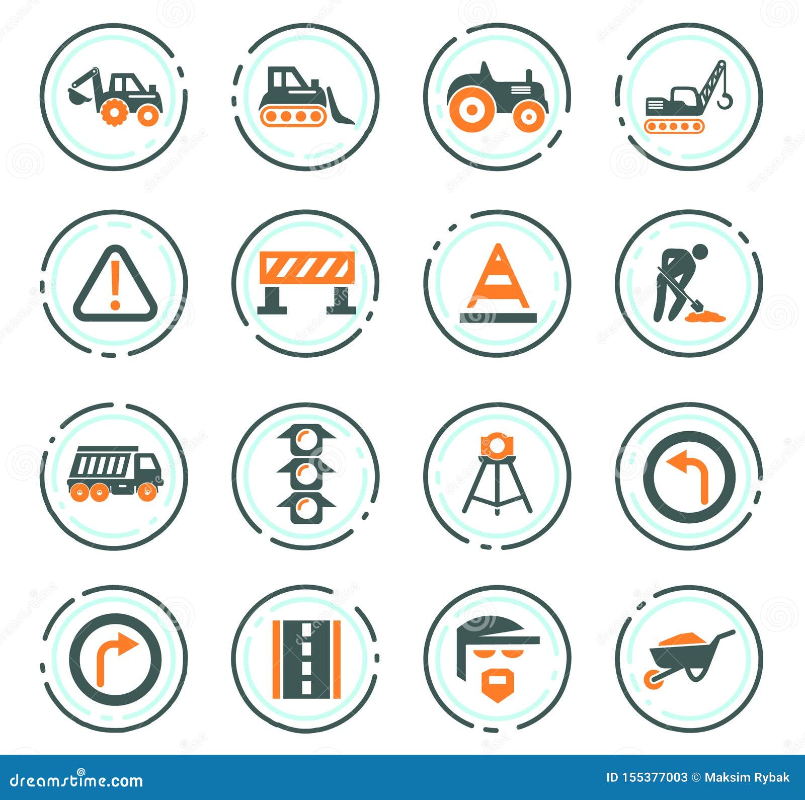 Road repair icon set stock vector. Illustration of navigation - 155377003
