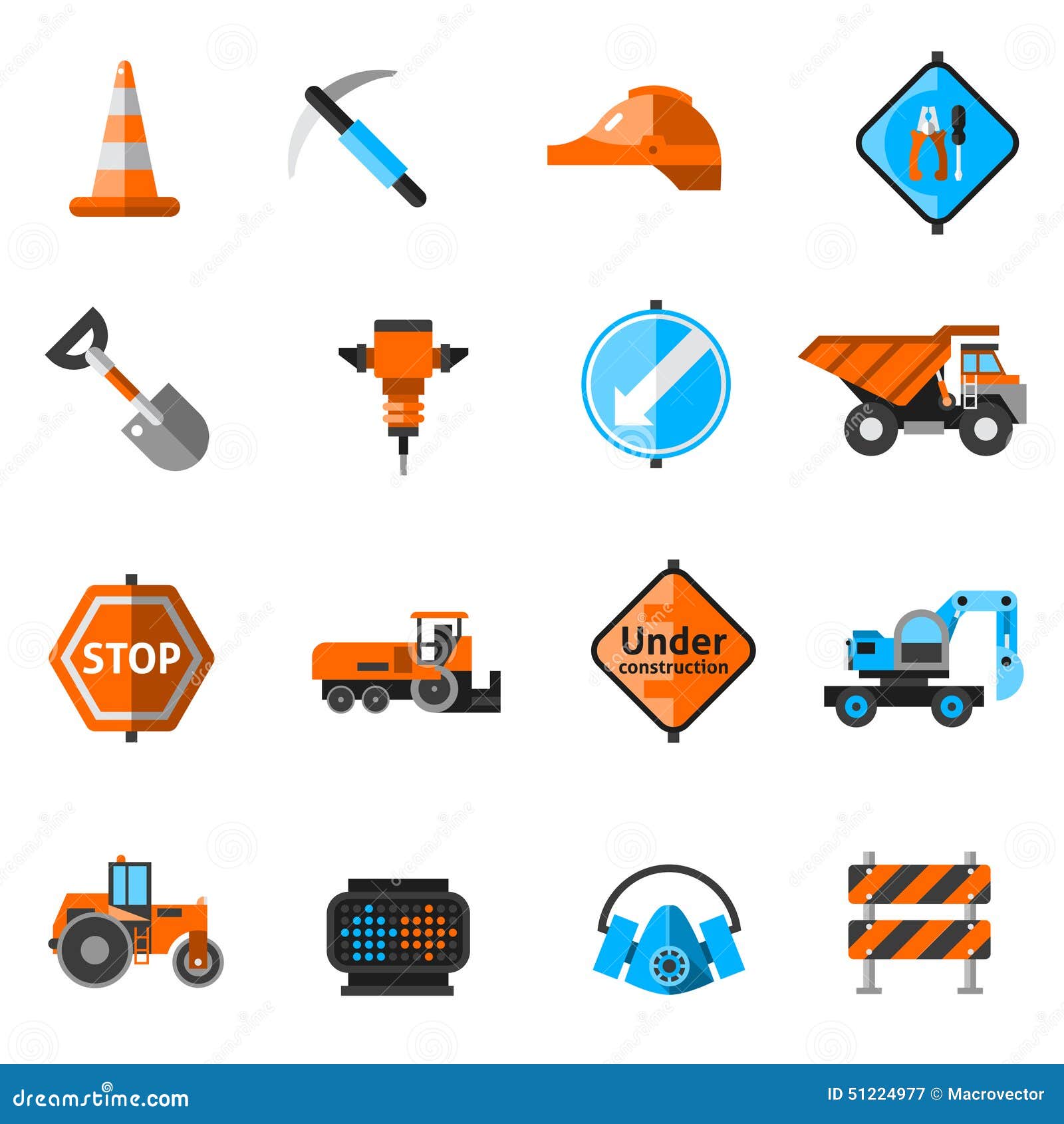 Road Repair Icons stock vector. Illustration of cement - 51224977