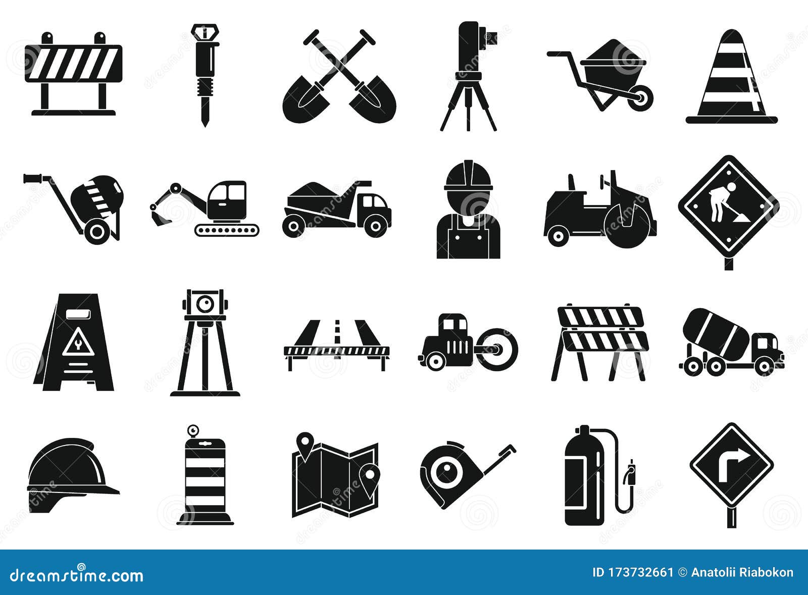 Road Repair Icons Set, Simple Style Stock Vector - Illustration of ...