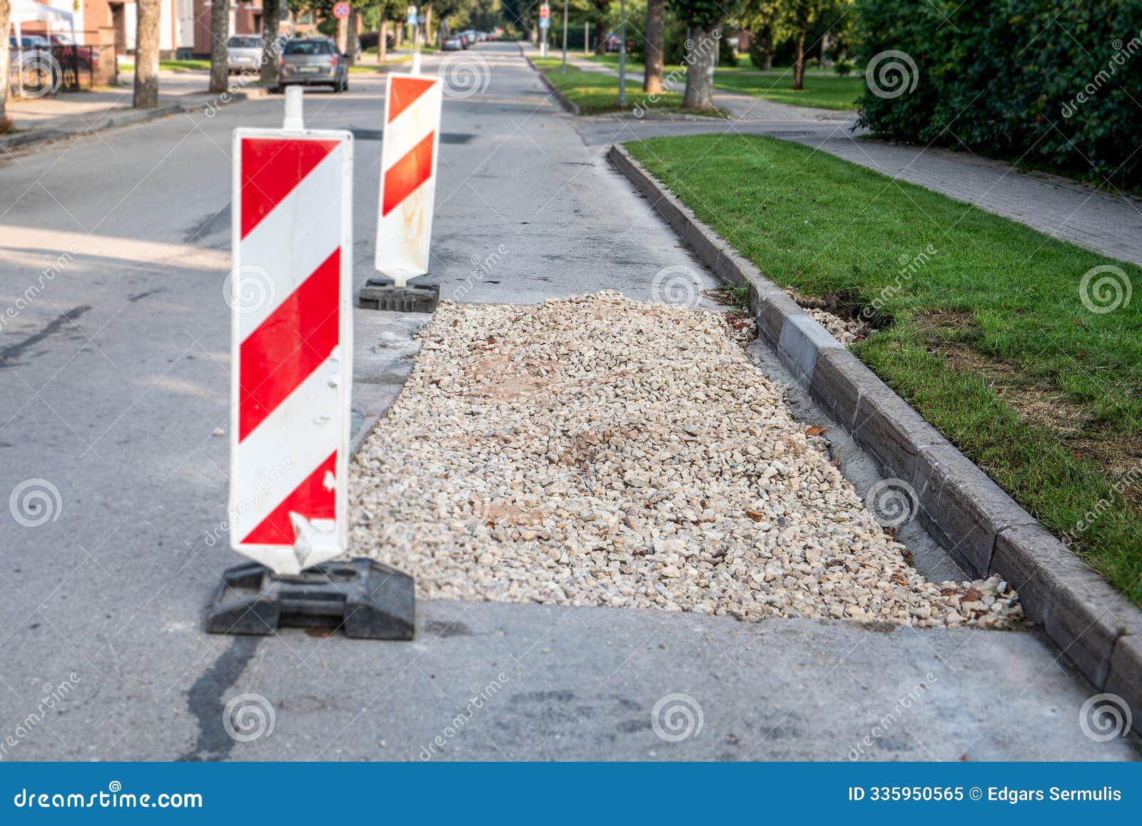 Road Repair, Piled Stone Chips before Laying Asphalt Stock Image ...