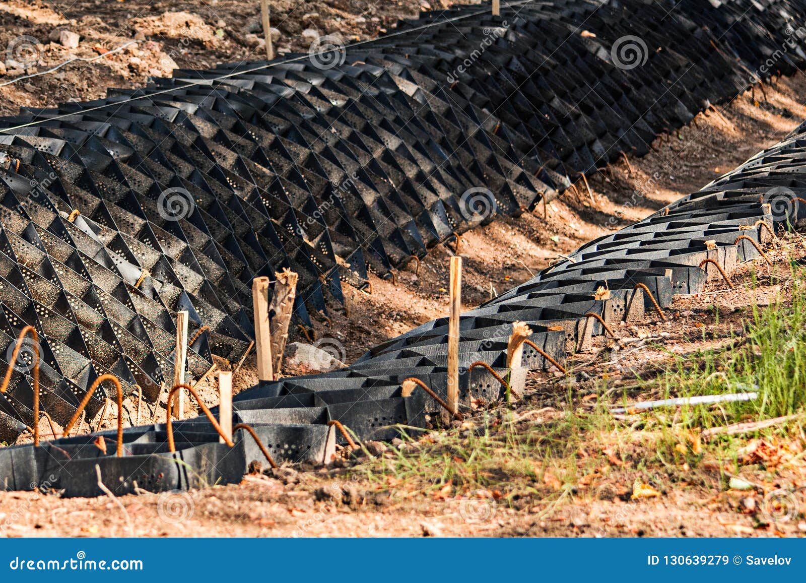 Road Repair Using Plastic Mesh Stock Image - Image of fibre, road ...