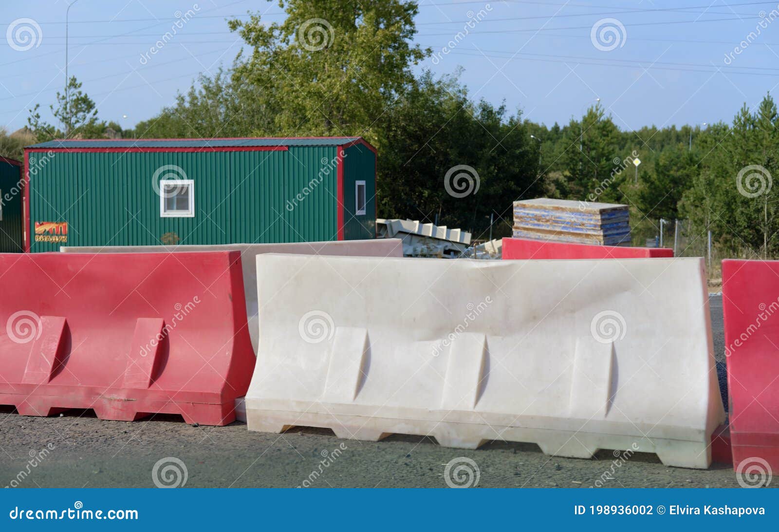 Road Repair Work. Barrier and Obstruction Stock Photo - Image of park ...