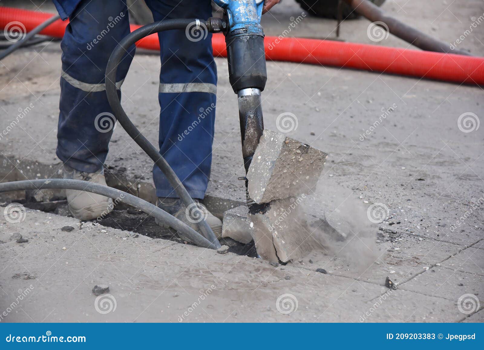 Road Repair Work with a Jackhammer. Stock Image - Image of heavy ...