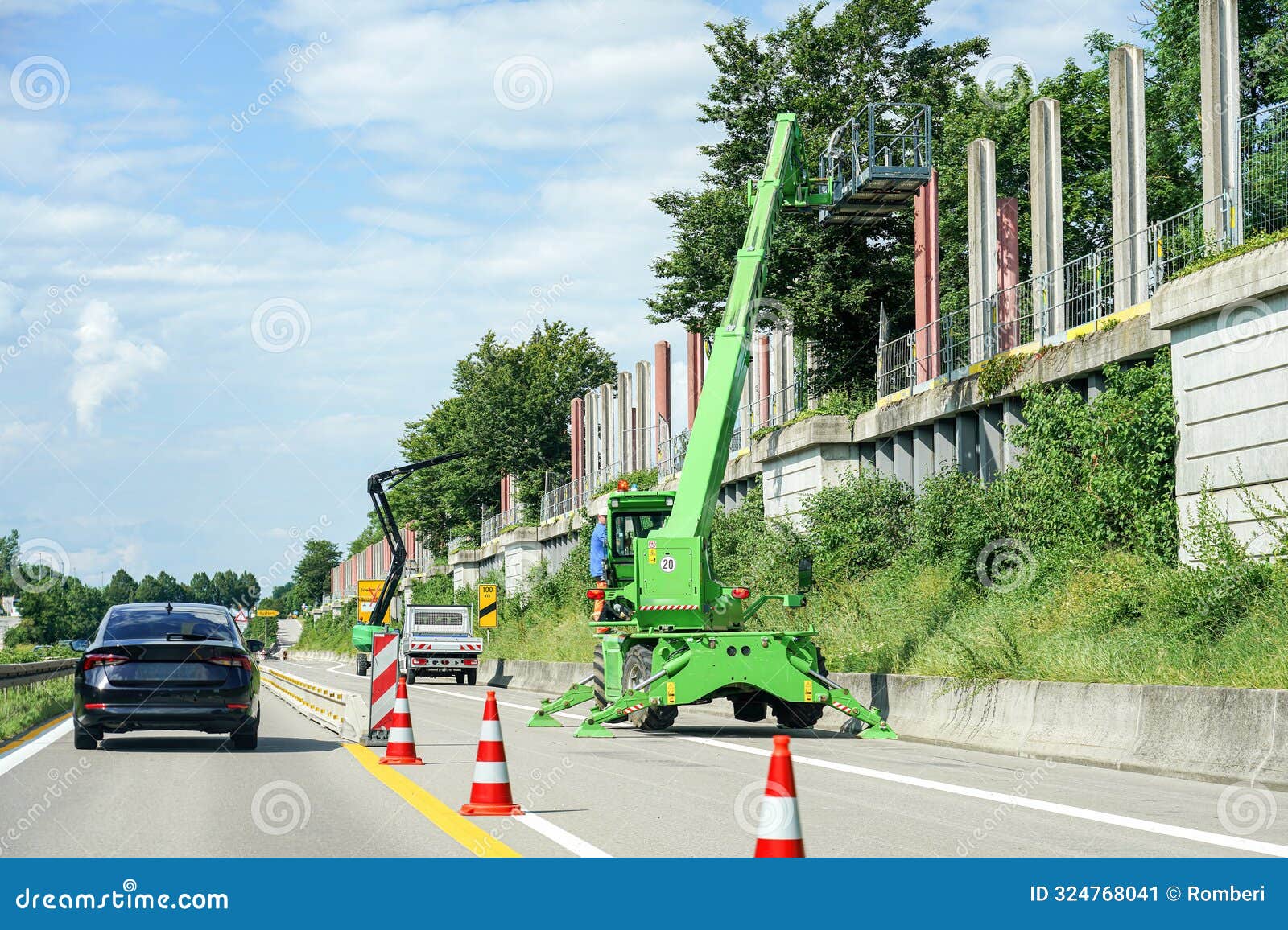 Road Repair Work with Special Equipment on the Highway Stock Image ...