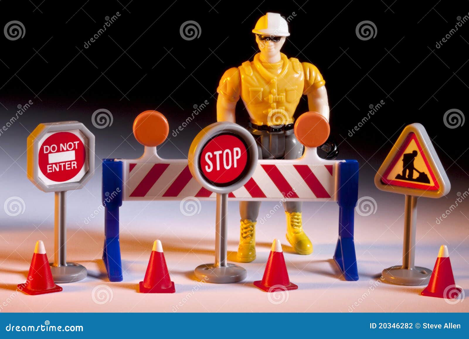 Road Repairs - Toy Worker & Road Signs Editorial Photography - Image of ...