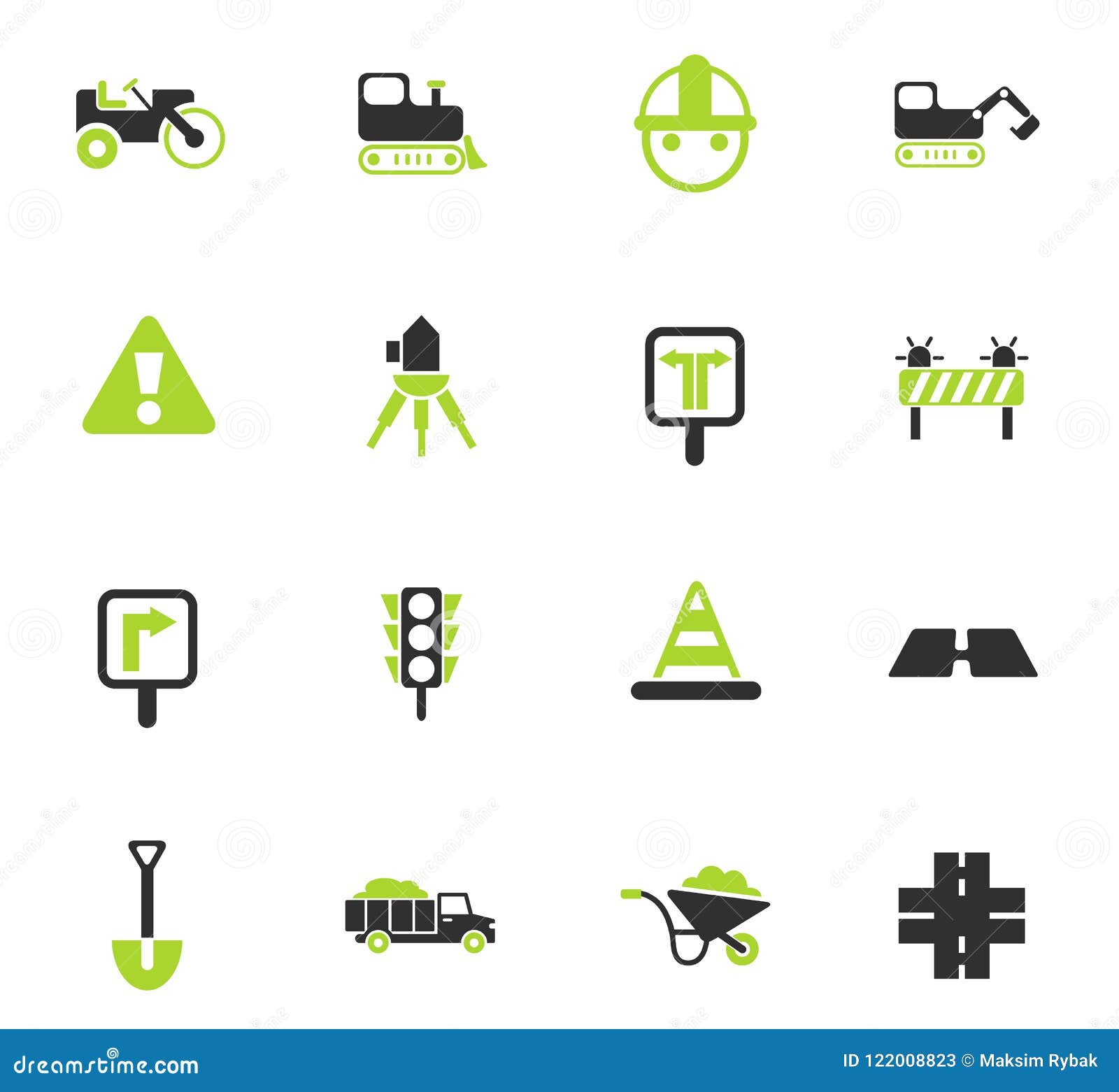 Road repairs icon set stock vector. Illustration of road - 122008823