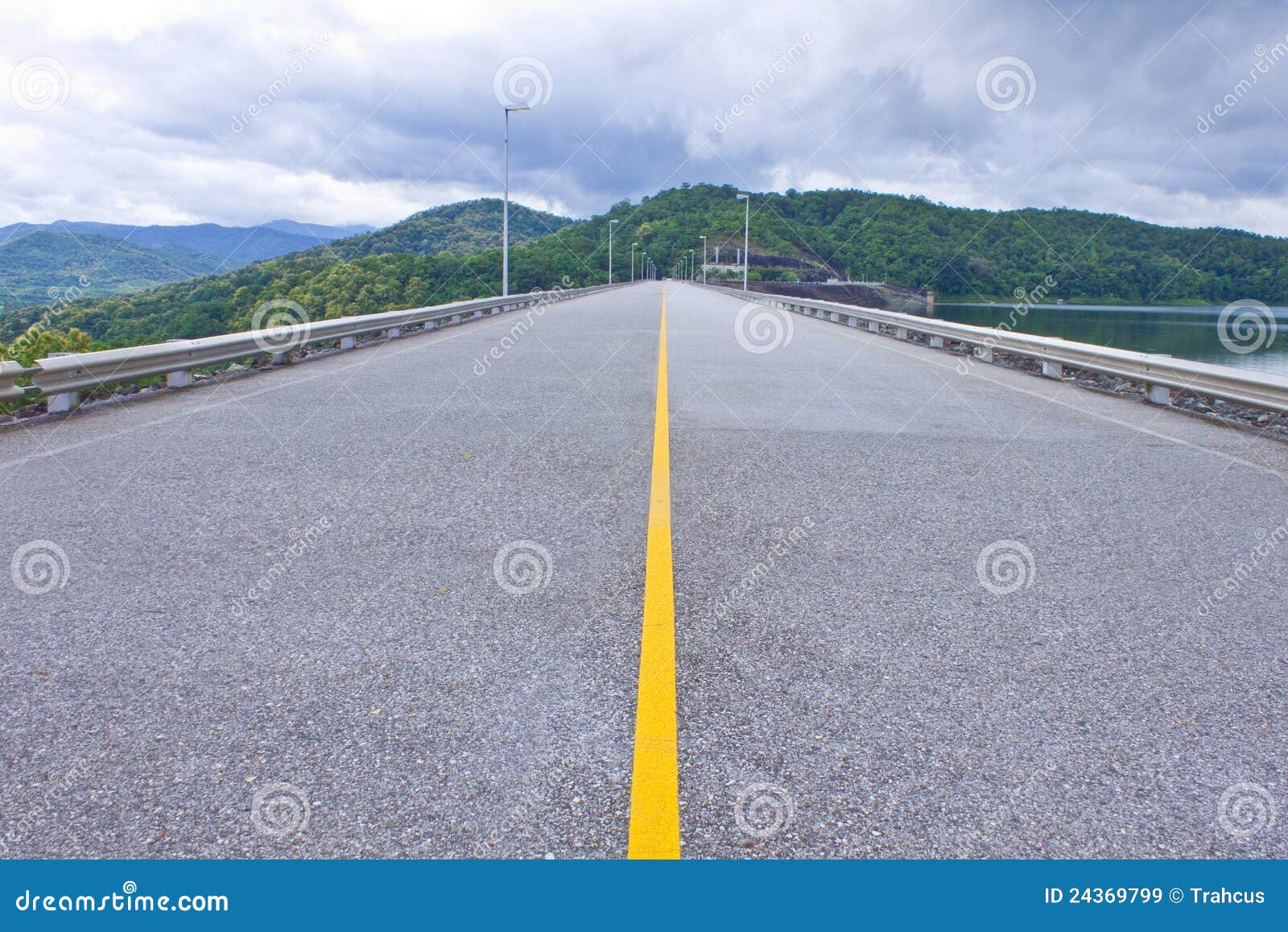 Road on the ridge dam stock image. Image of reservoir - 24369799