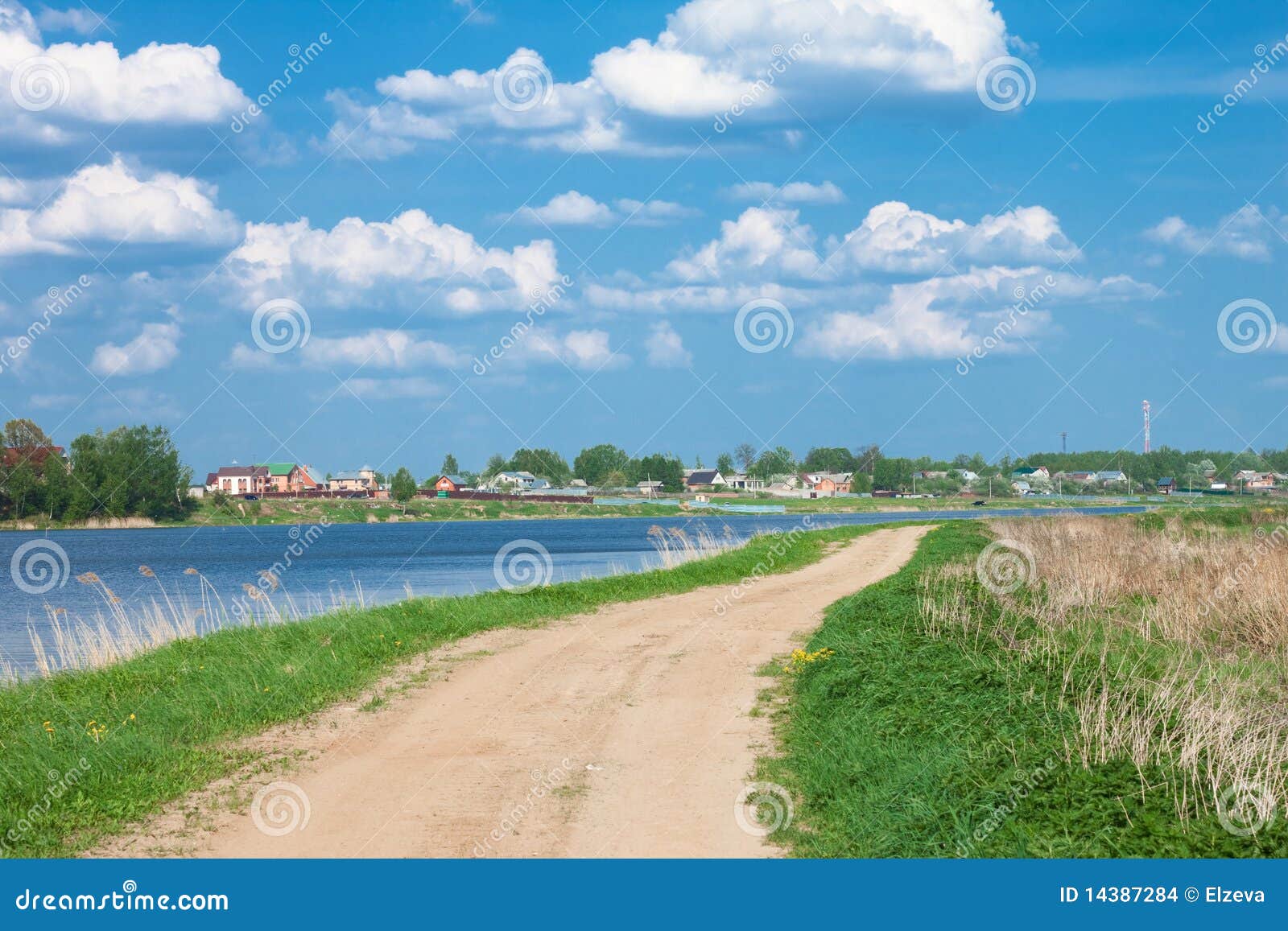 Road on a river coast stock photo. Image of idyllic, green - 14387284
