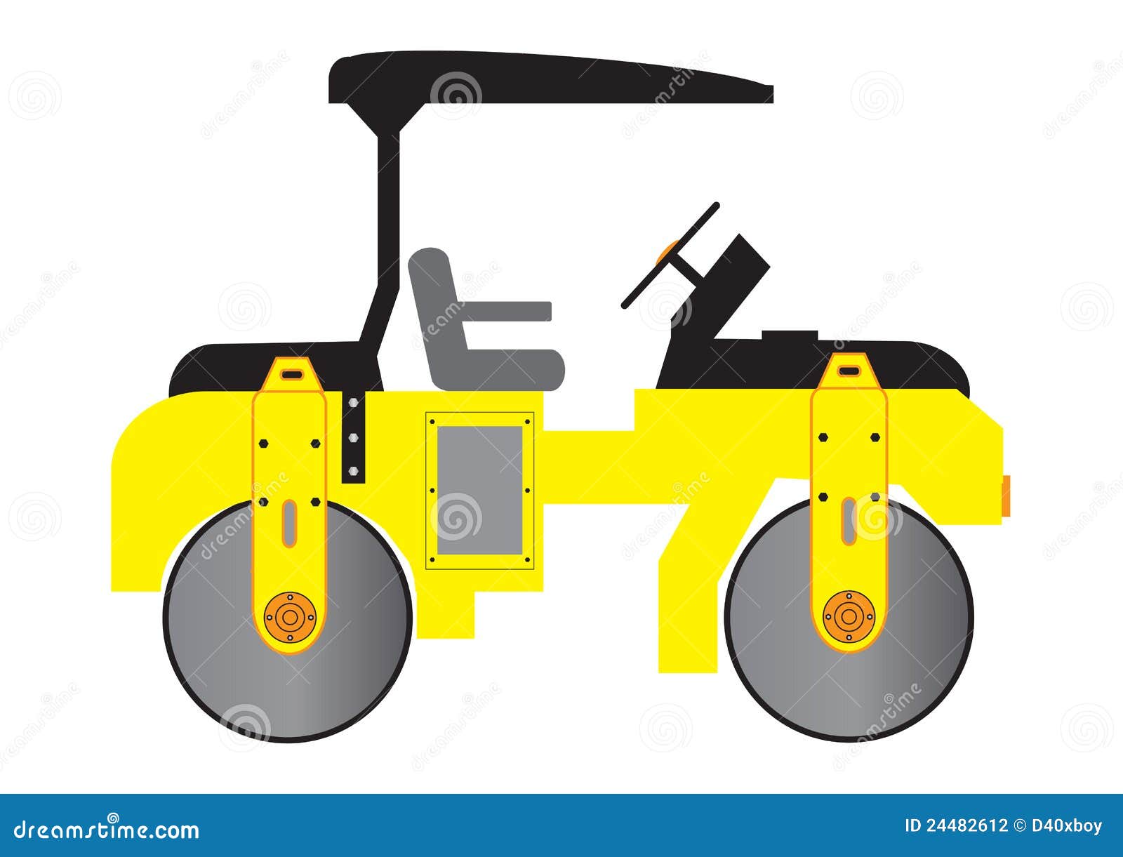 Road Roller Working On New Road Construction Site Vector Silhouette ...
