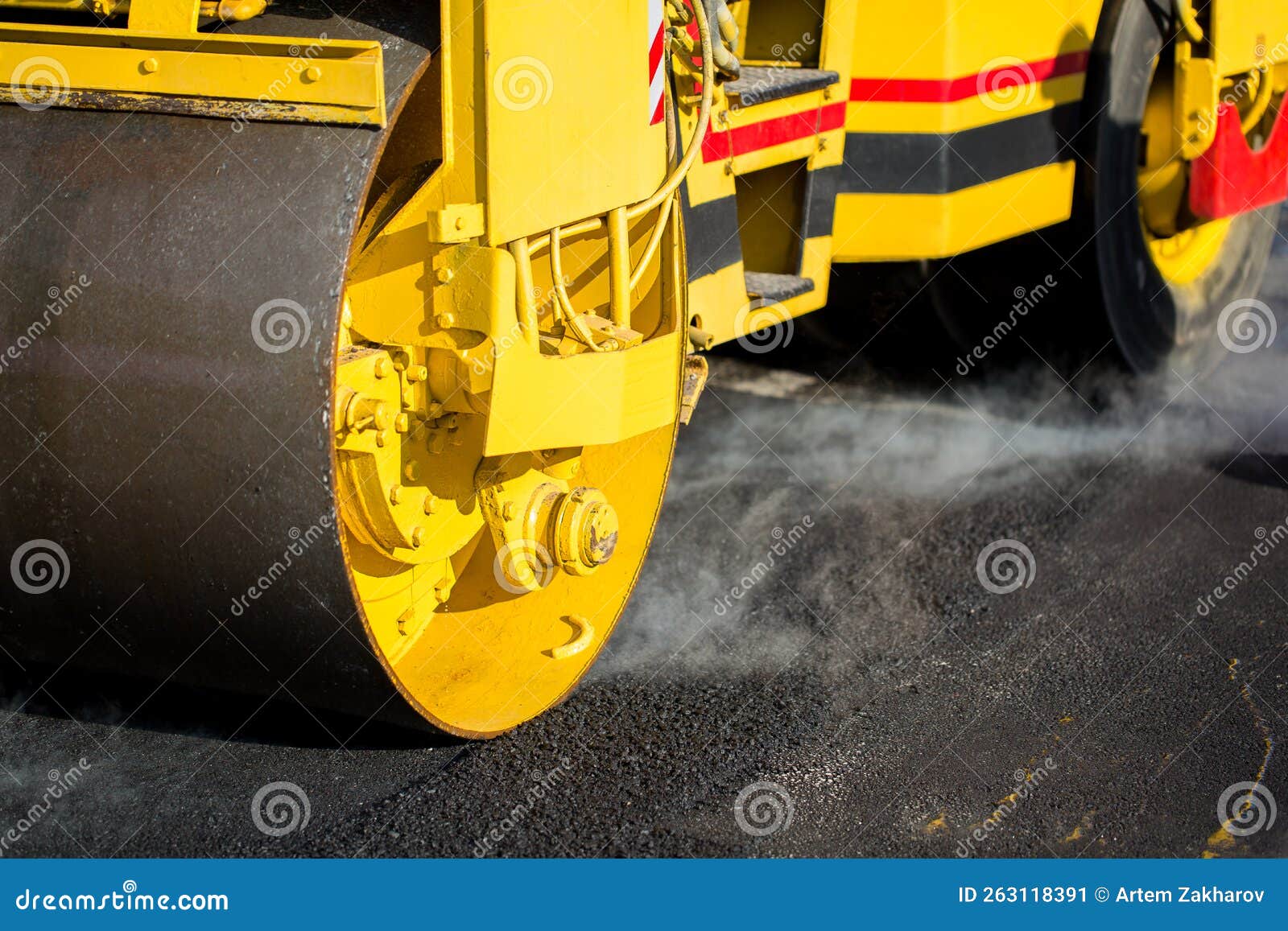 Road Roller for Asphalt Compaction. Stock Image - Image of worker ...