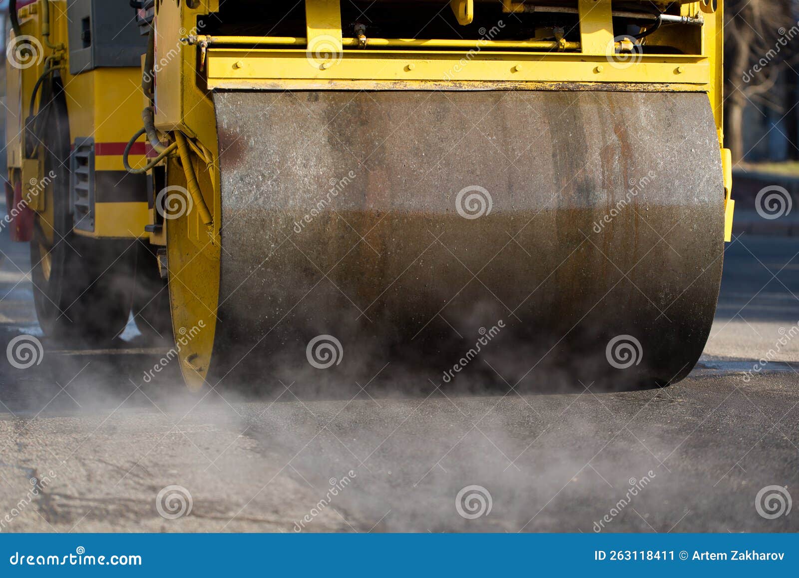 Road Roller for Asphalt Compaction. Stock Image - Image of highway ...