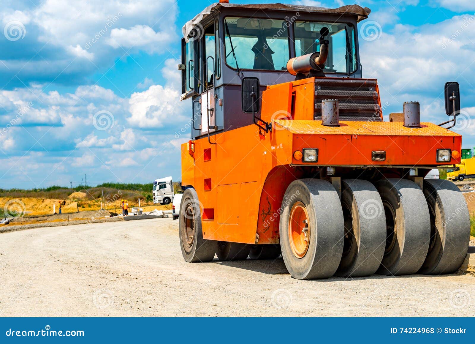 Road Roller Building the New Road Stock Photo - Image of compactor ...