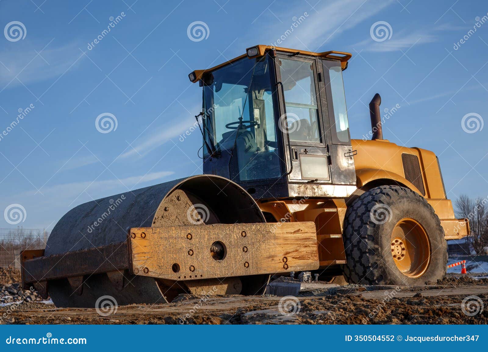 Steamroller Compactor Road Construction Side View Isolated On White ...