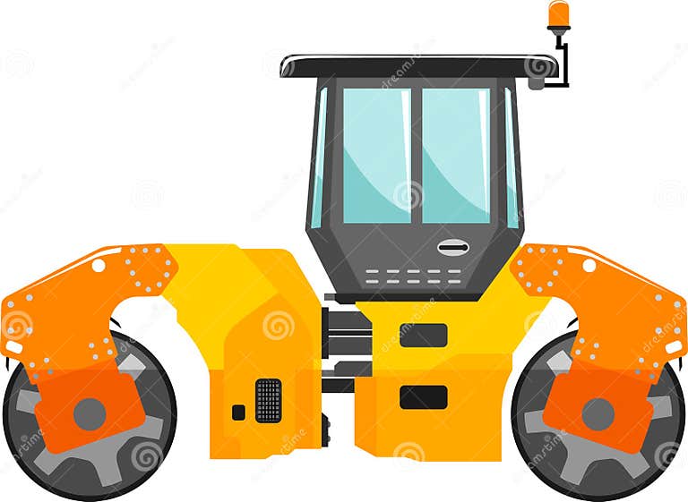Road Roller Compactor Icon in Flat Style. Vector Illustration Stock ...