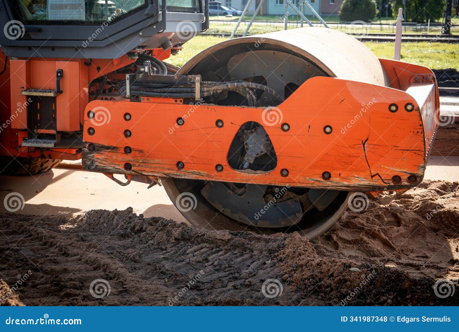 Road Roller at Construction Site. Construction Equipment and Road ...