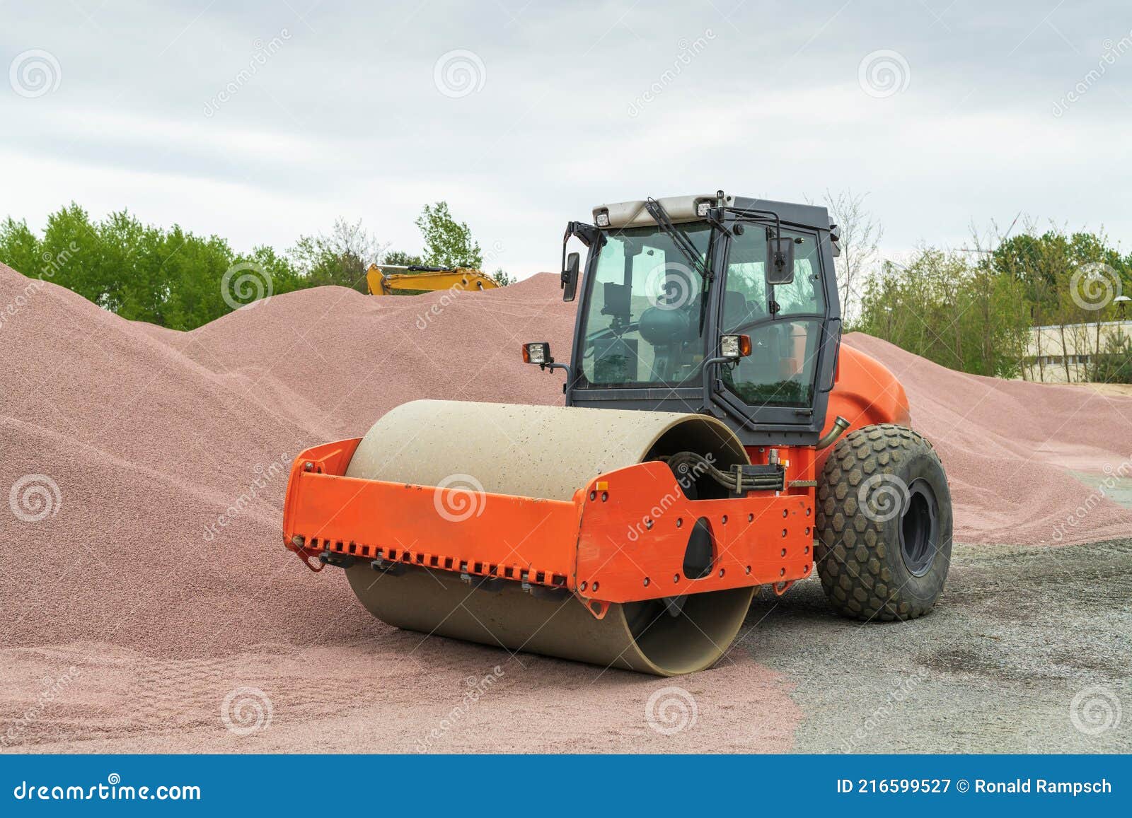 A Road Roller on a Construction Site Stock Image - Image of workplace ...
