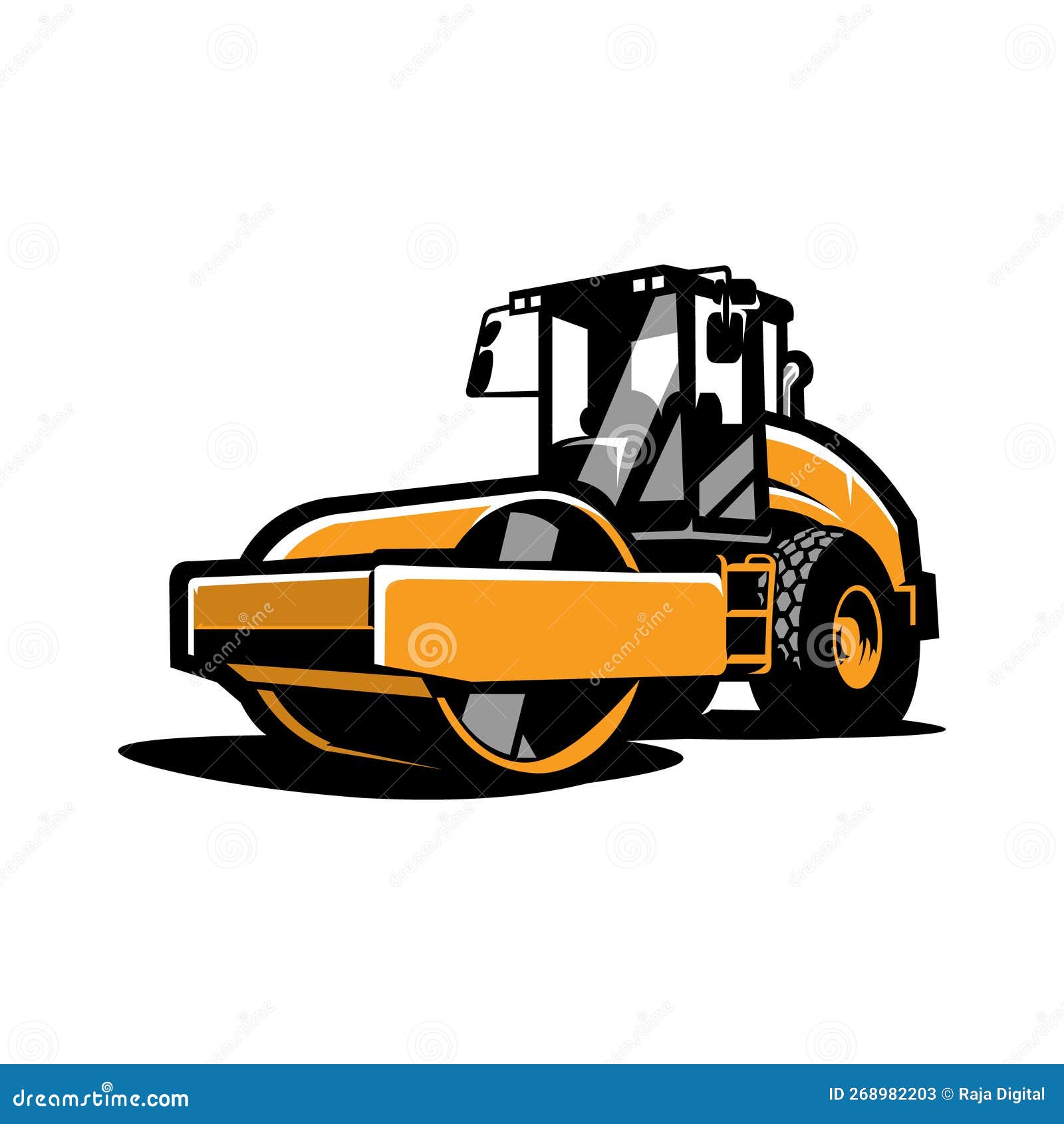 Road Roller Drum Ride Asphalt Tractor Vector Art Isolated Stock Vector ...