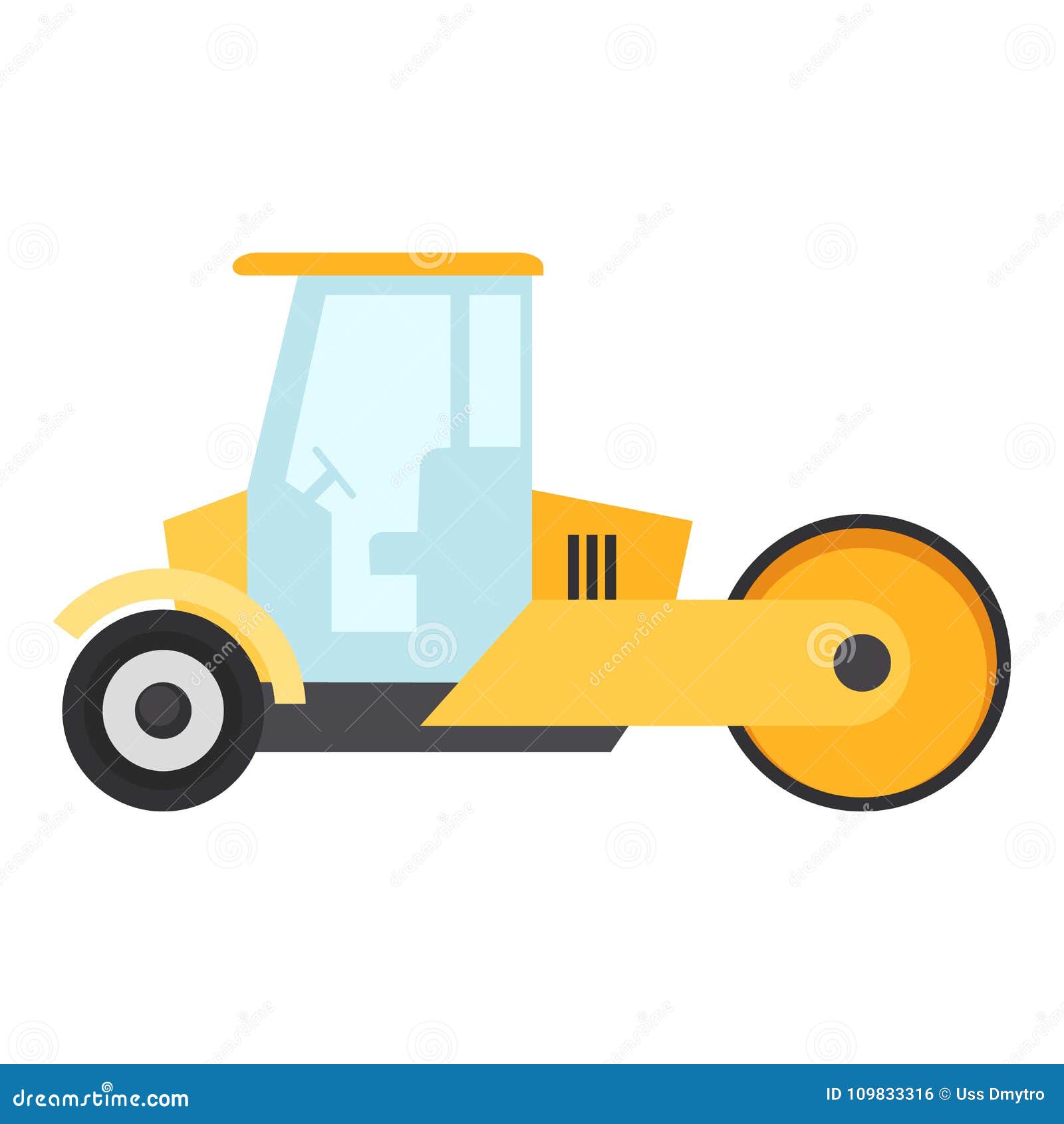 Road Roller Icon, Flat Style Stock Vector - Illustration of building ...