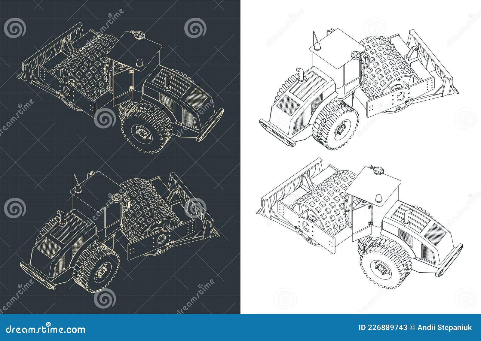 Road roller illustrations stock vector. Illustration of tractor - 226889743