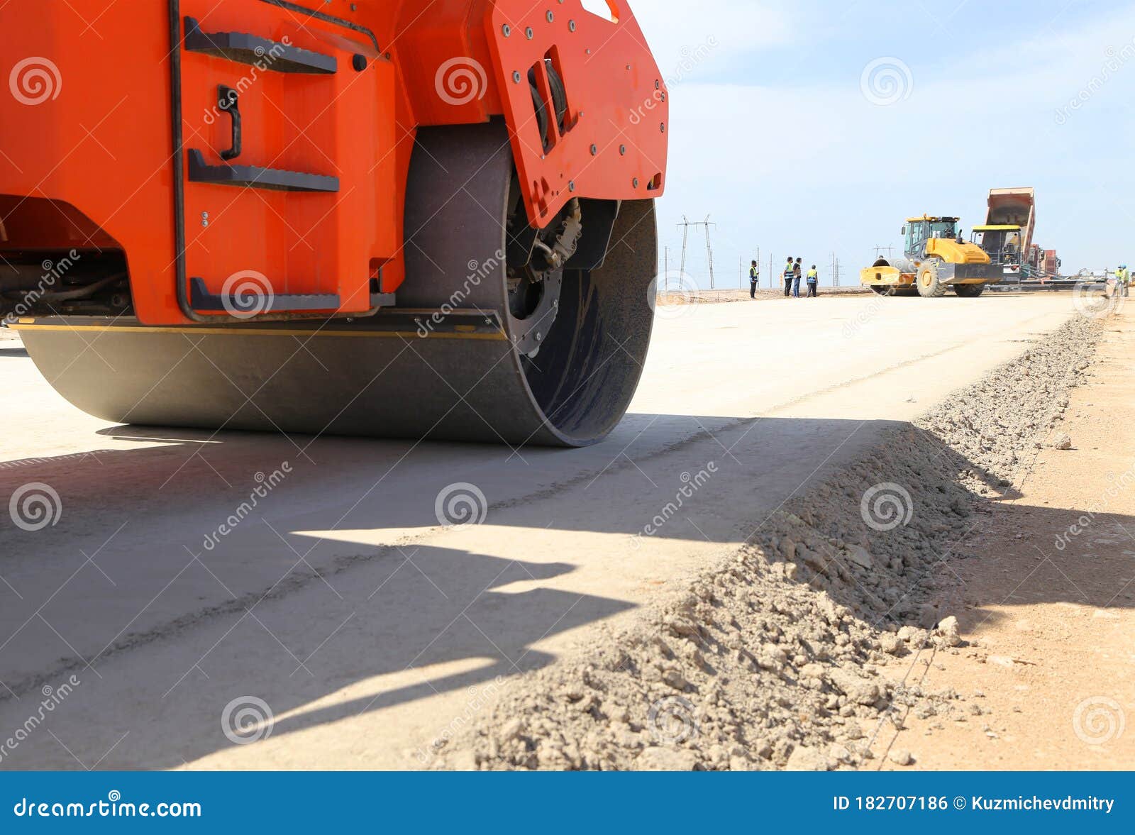 A Road Roller Levels the Ground for New Asphal Stock Photo - Image of ...