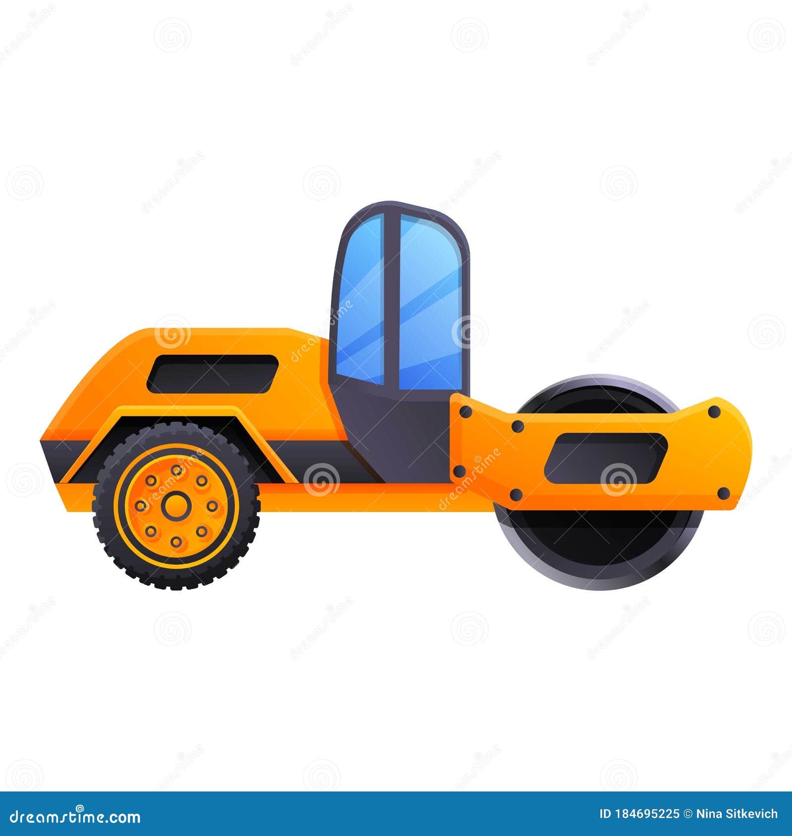 Road Roller Machine Icon, Cartoon Style Stock Vector - Illustration of ...