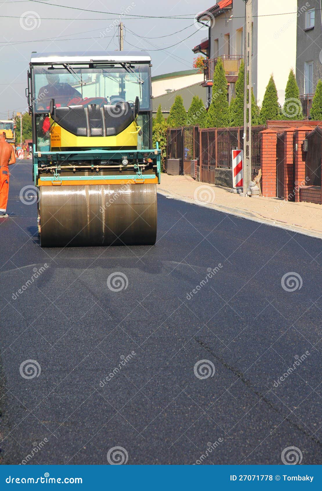 Road roller at a road stock photo. Image of roll, roller - 27071778