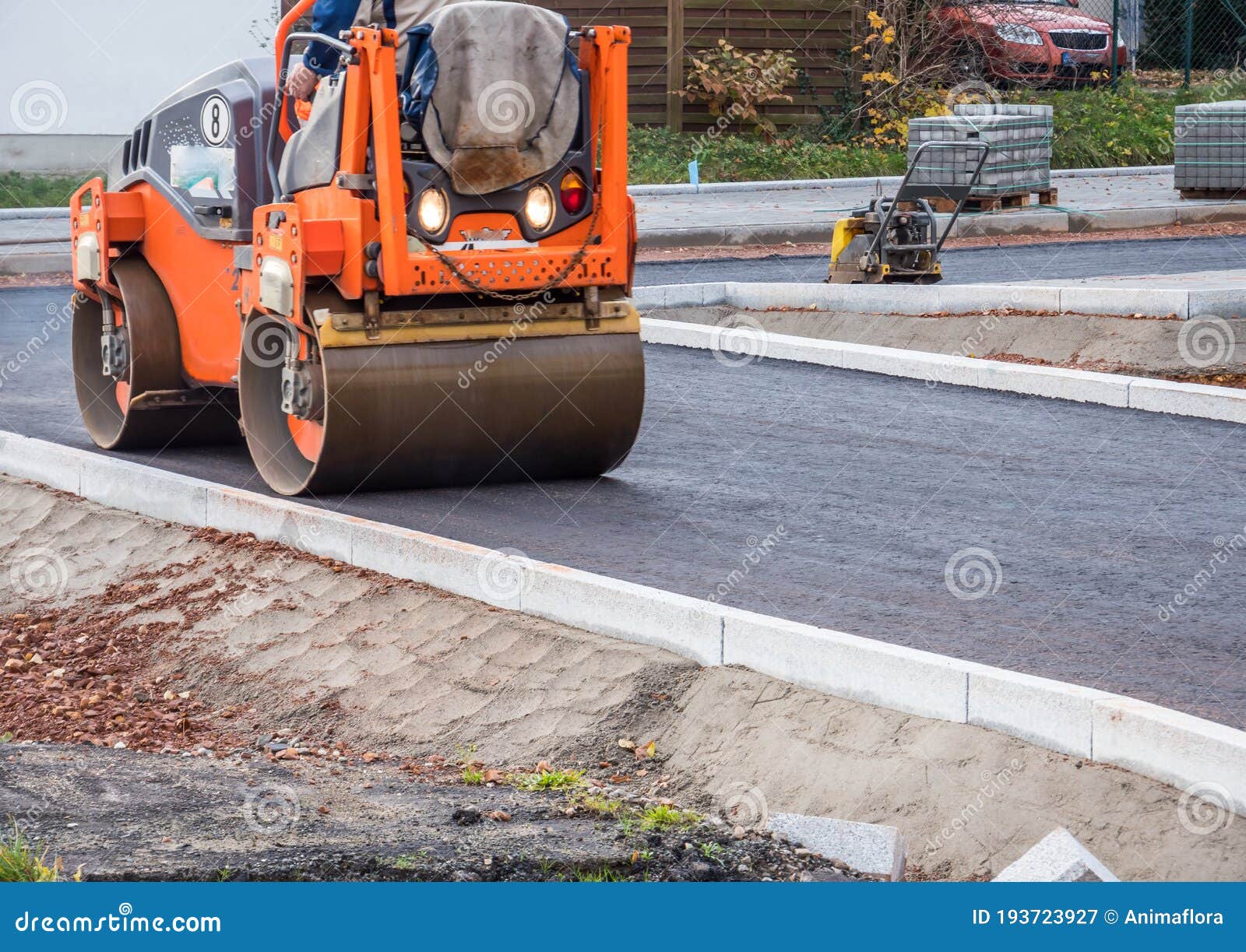 Road Roller in Road Construction Stock Image - Image of tarred ...