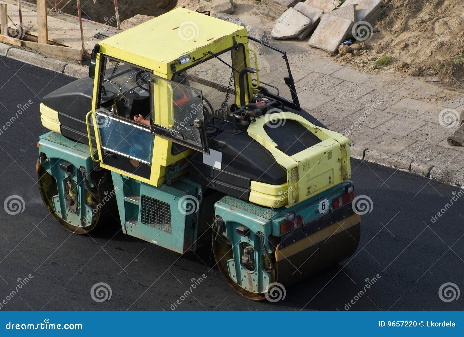 Road roller from top stock photo. Image of builder, asphalt - 9657220
