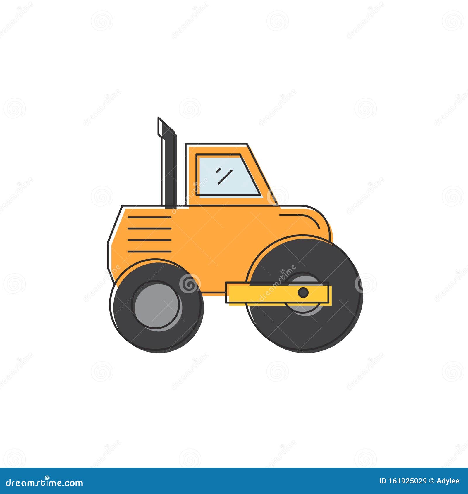 Road Roller Vector Icon Symbol Isolated on White Background Stock ...