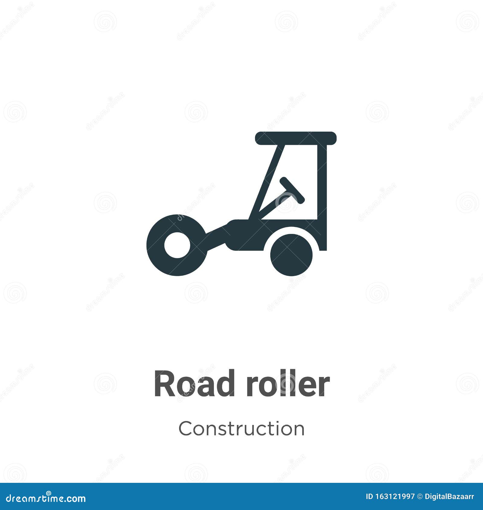 Road Roller Vector Icon On White Background. Flat Vector Road Roller ...