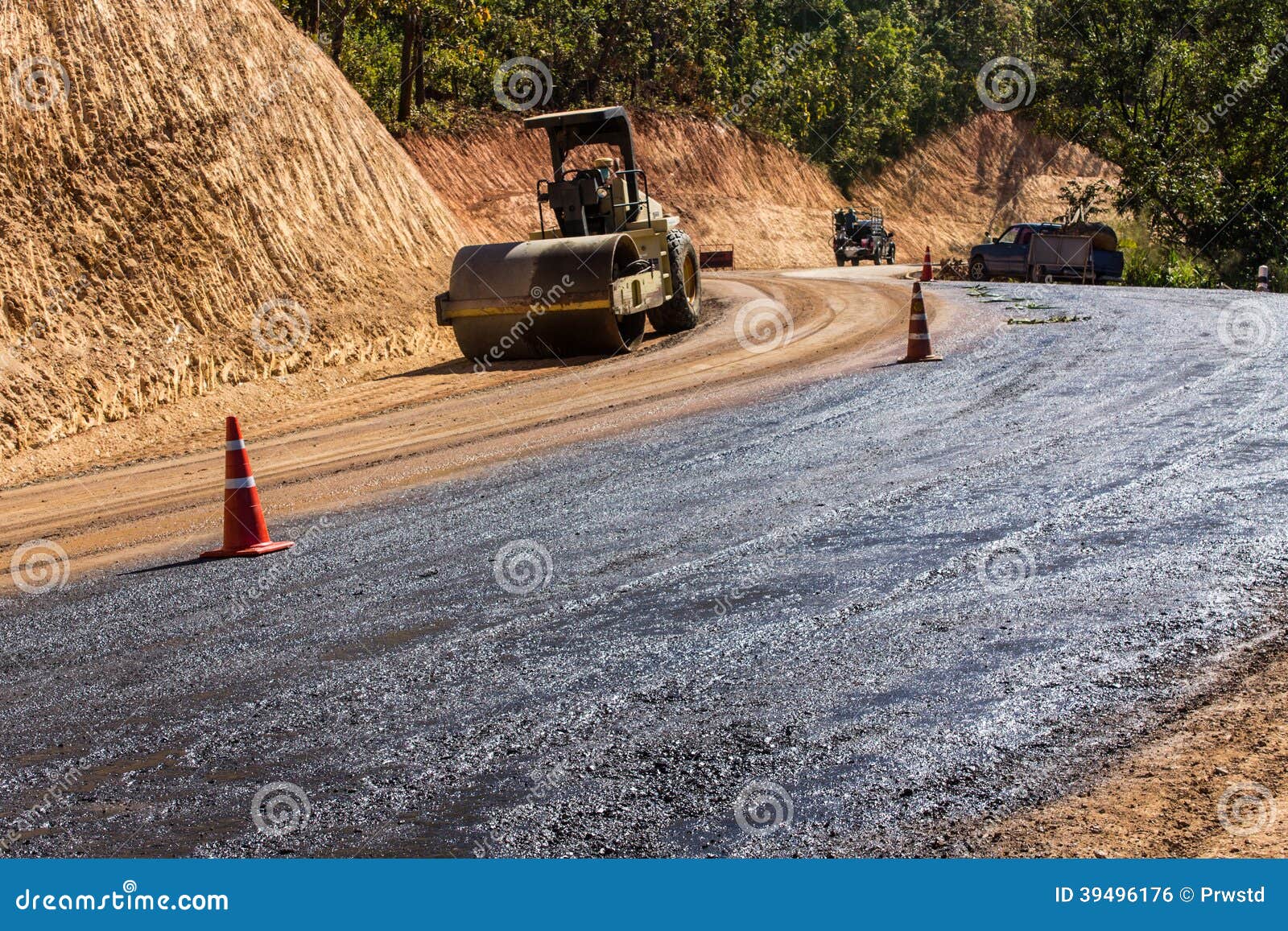 Road Roller at Work in Countryside Stock Photo - Image of mode ...