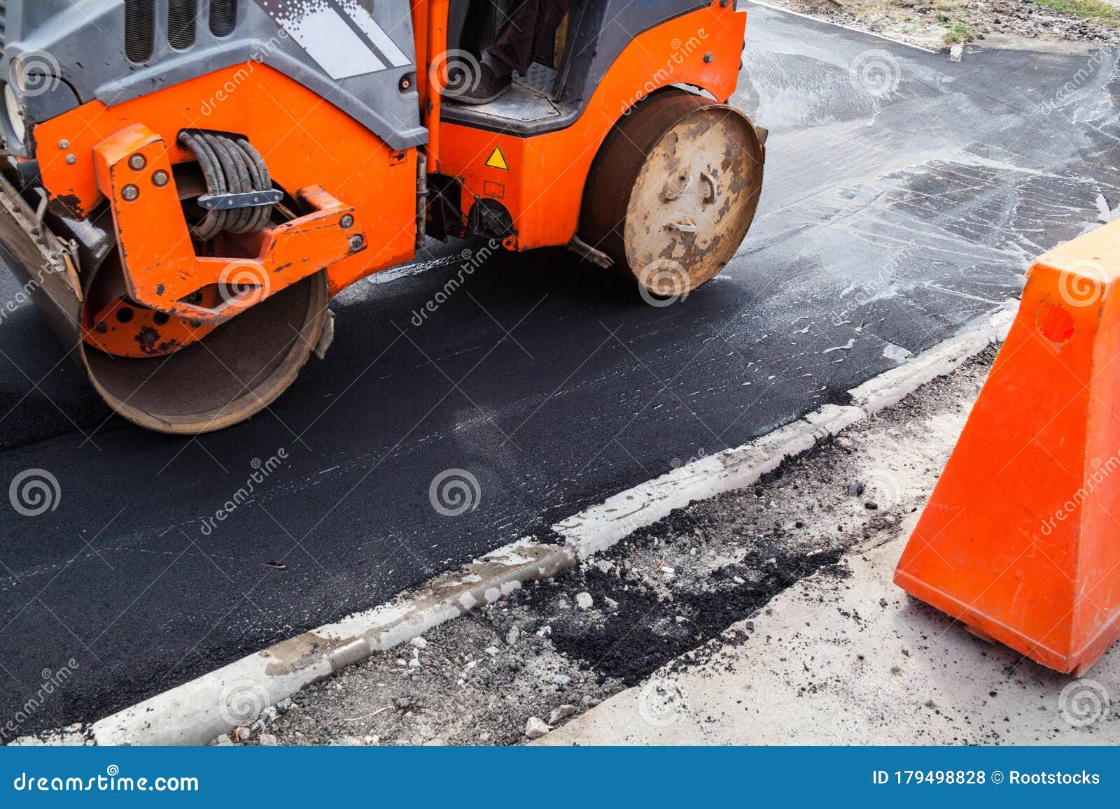 Road Roller Working on the Road Construction Stock Photo - Image of ...