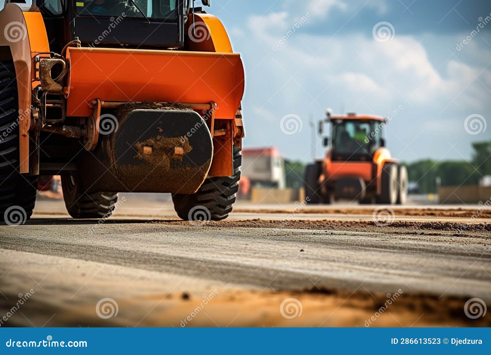 Road Roller Working on the Construction of a New Road Stock Image ...