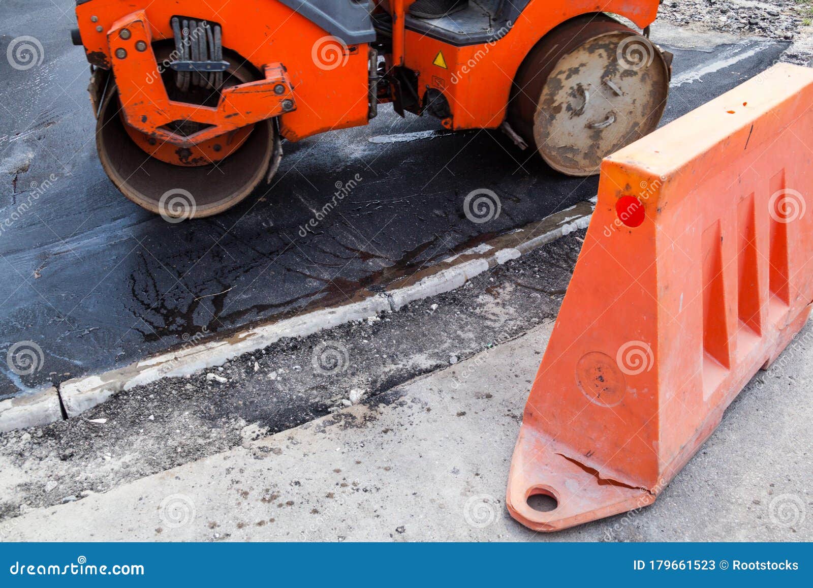 Road Roller Working on the Road Construction Stock Image - Image of ...