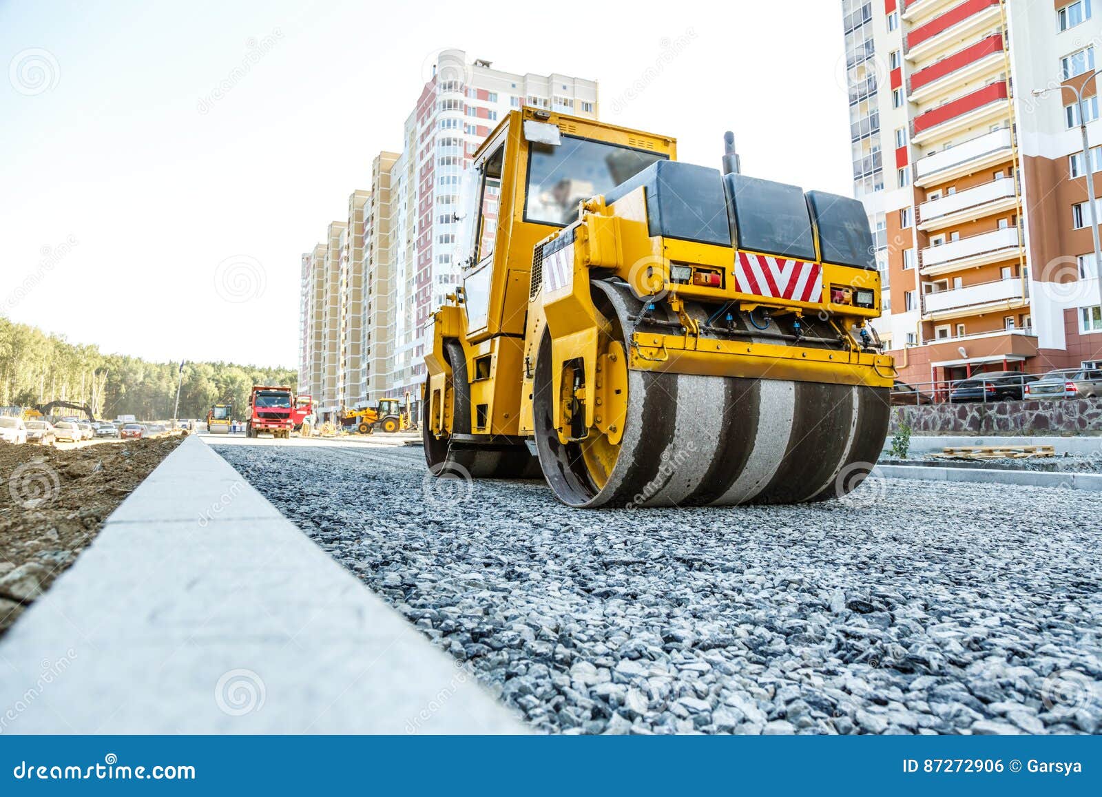Road roller stock photo. Image of pressure, pave, industrial - 87272906