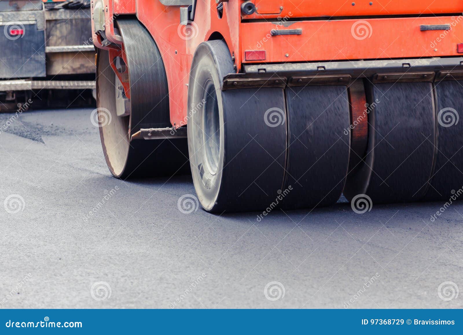 Road Roller Working on the New Road Construction Site Stock Image ...