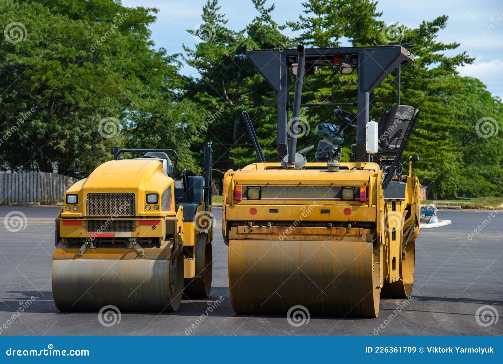 Road Rollers Paving a Road Asphalt Machine Yelow Work Stock Image ...