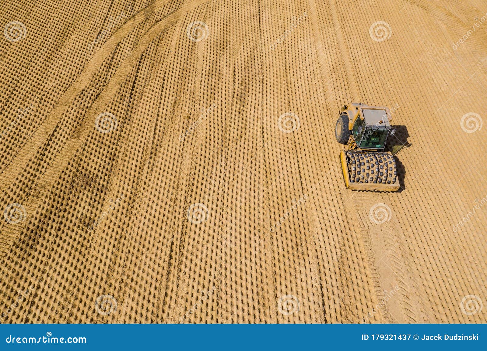 Road Rollers Working on the Construction Site Aerial View Stock Image ...