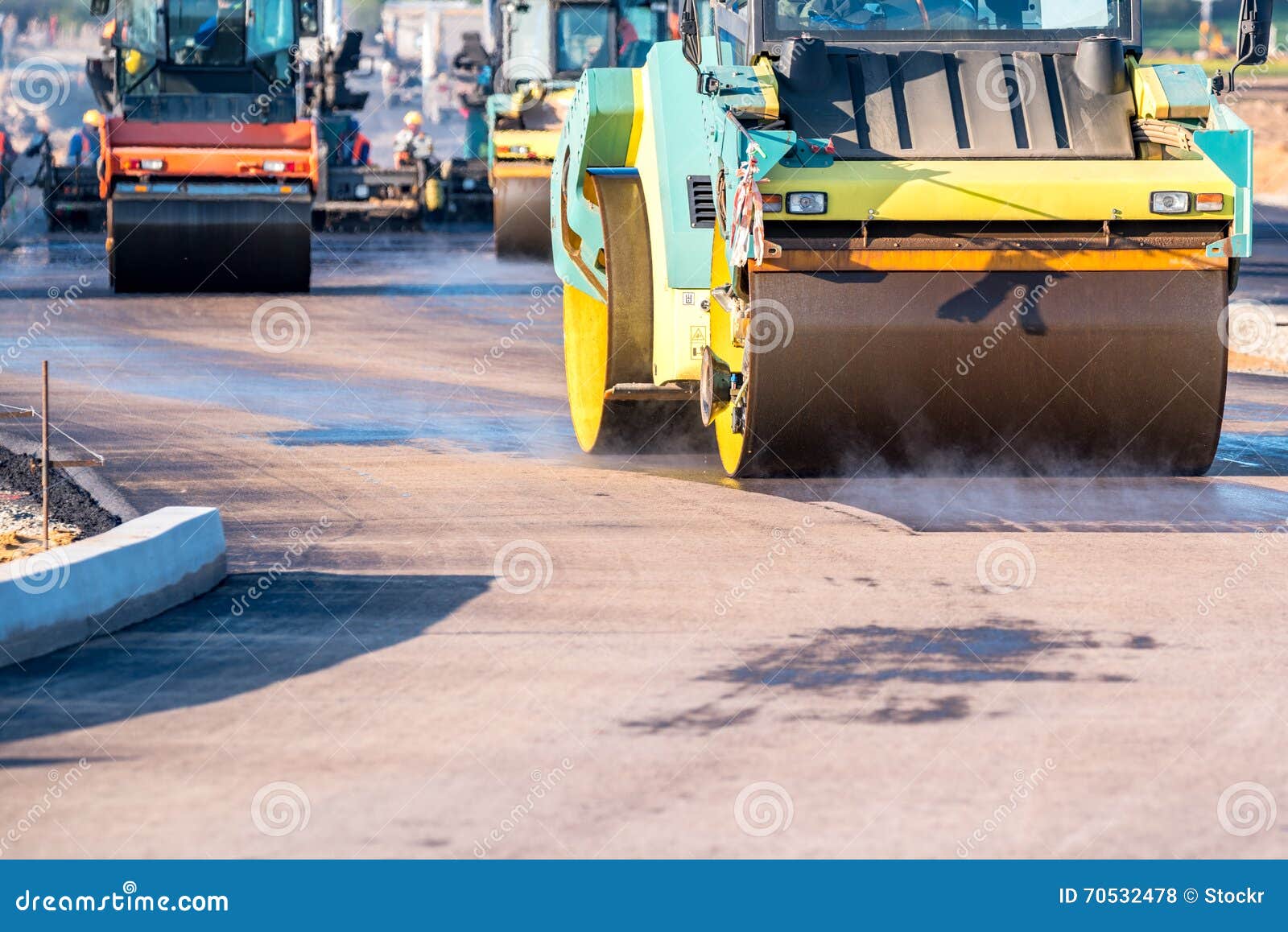 Road Rollers Working on the Construction Site Stock Photo - Image of ...