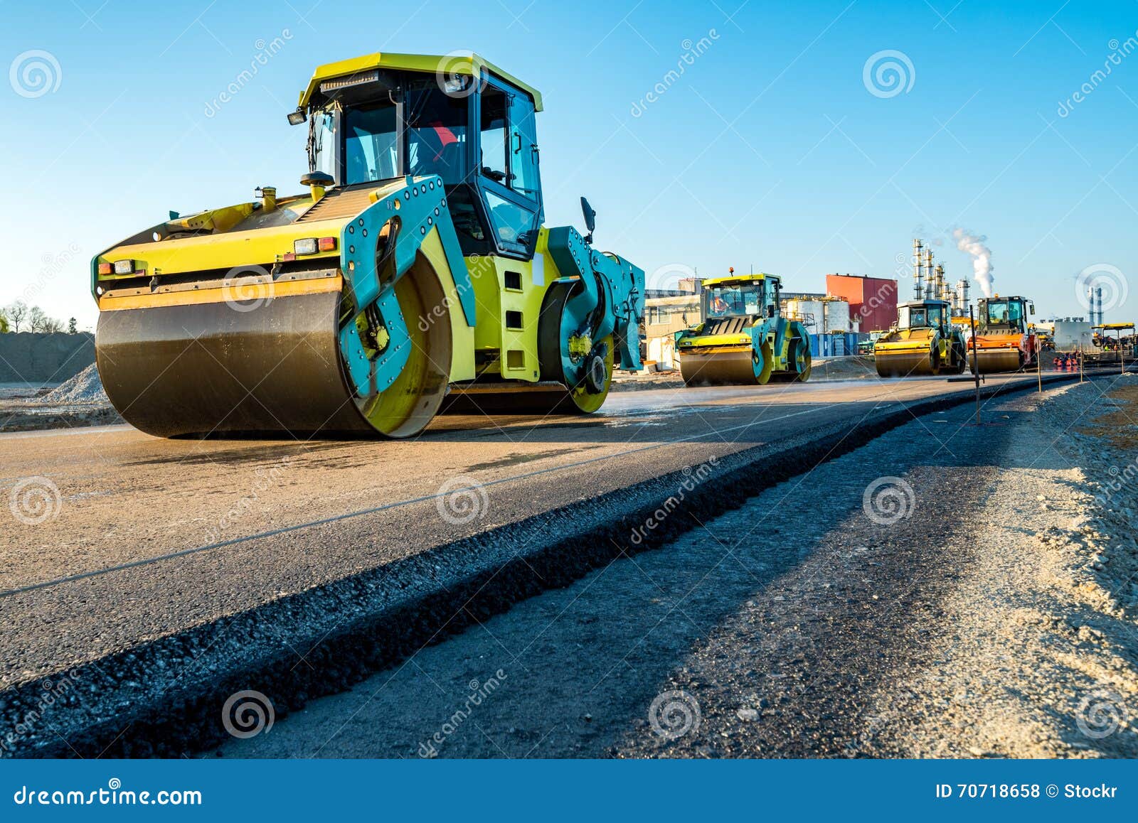 Road Rollers Working on the Construction Site Stock Photo - Image of ...