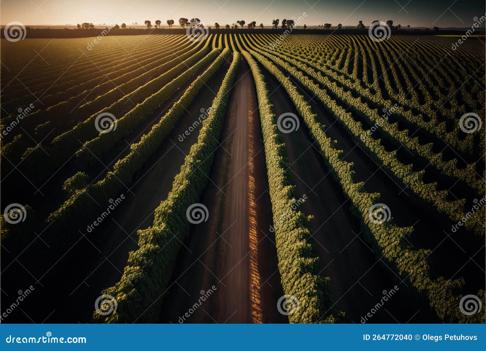 A Road Running through a Large Field of Crops in the Distance is a Road ...