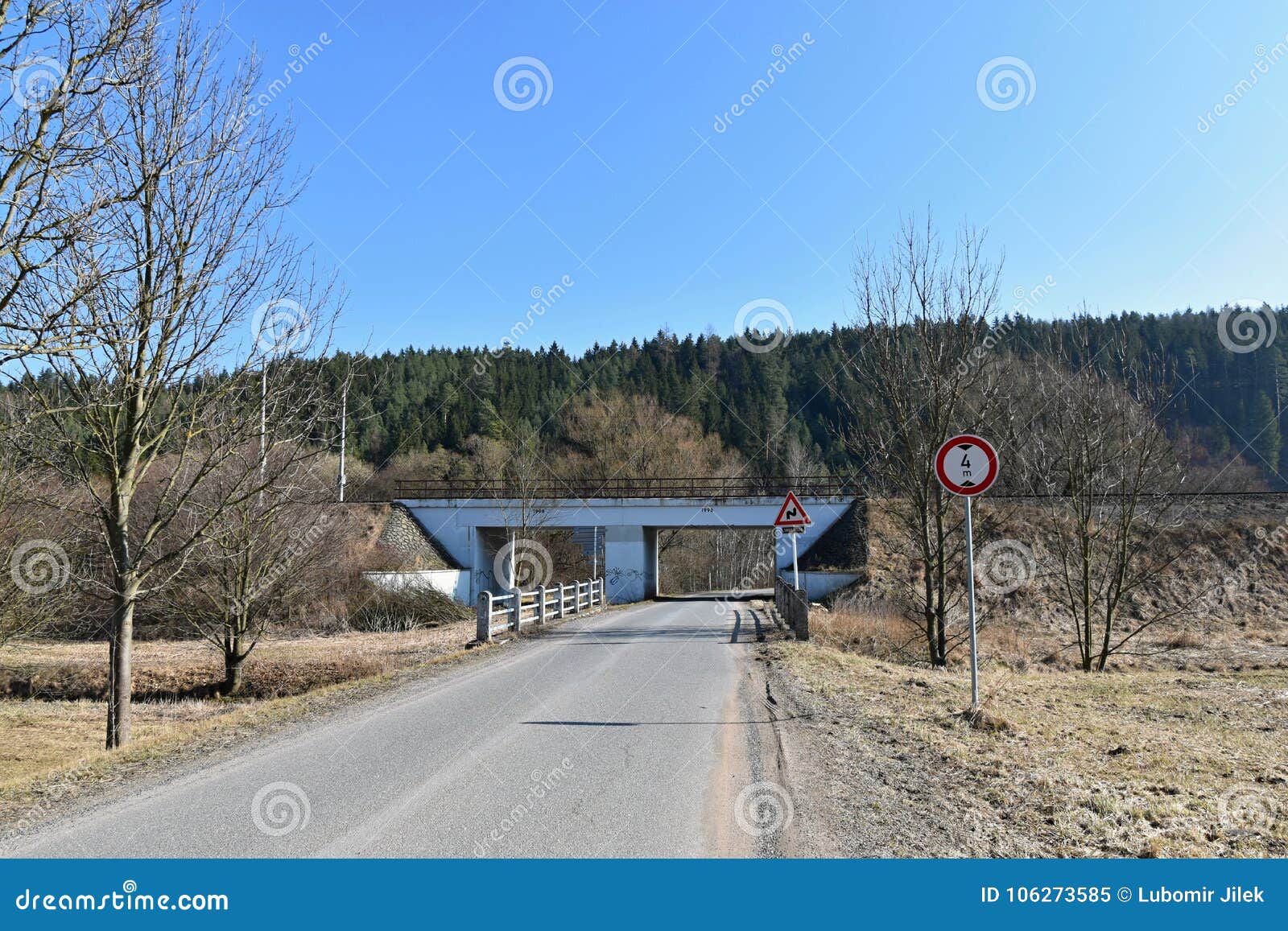 The Road Runs Under the Railway Bridge Stock Image - Image of traffic ...