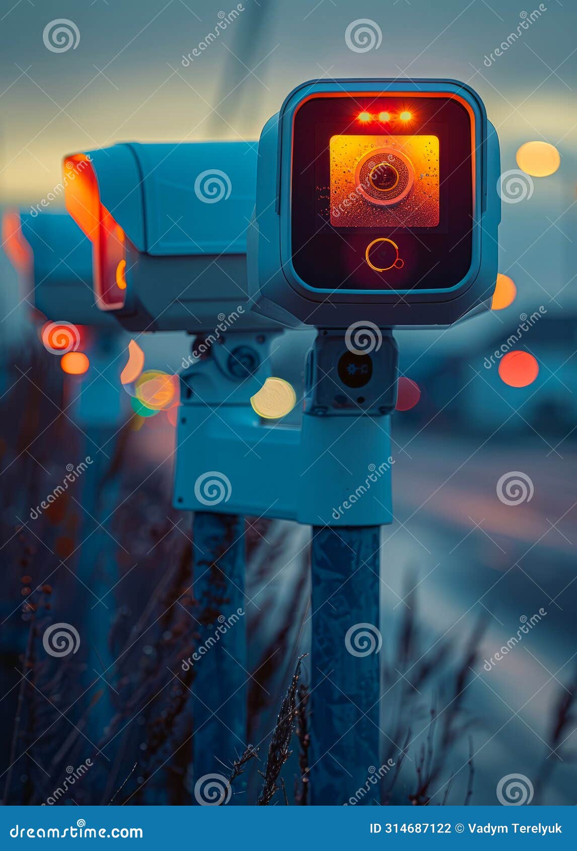 Road Safety Camera or Speed Camera on the Road with Red Light Stock ...