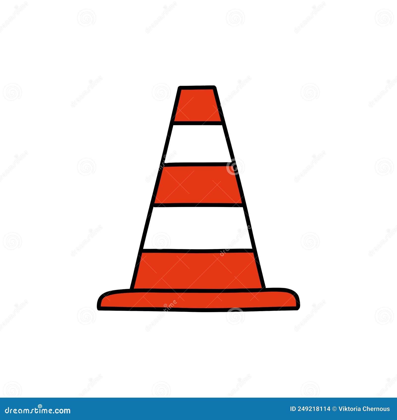 Road Safety Cone Doodle Icon, Vector Color Line Illustration Stock ...